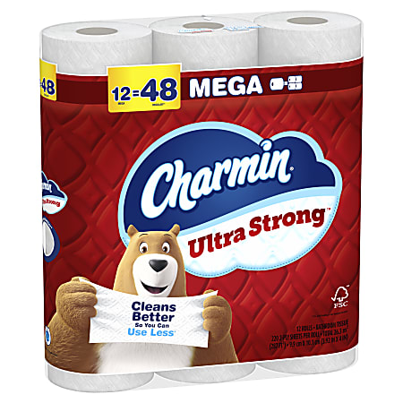 Charmin Ultra Strong Toilet Paper Mega Rolls 4 x 3 1516 White 220 ...