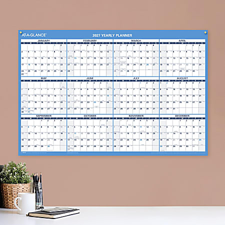 AT A GLANCE 2027 Horizontal Reversible Erasable Wall Calendar Large 36 ...