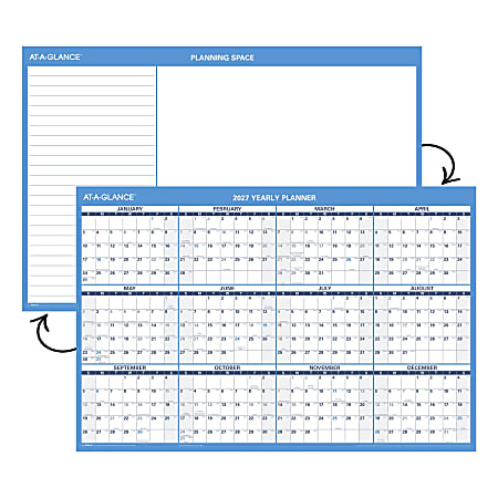 AT A GLANCE 2027 Horizontal Reversible Erasable Wall Calendar Large 36 ...