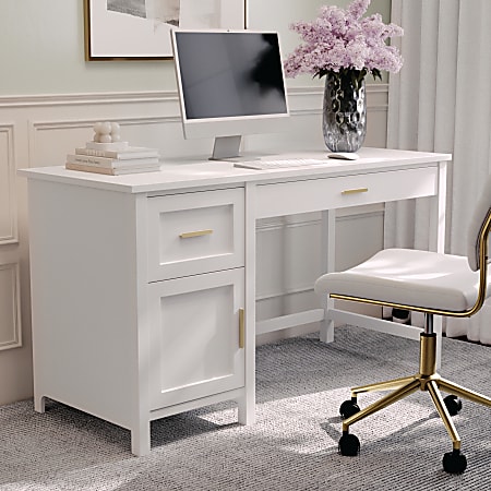 Martha Stewart Hutton Shaker Style 54 W Home Office Computer Desk With ...