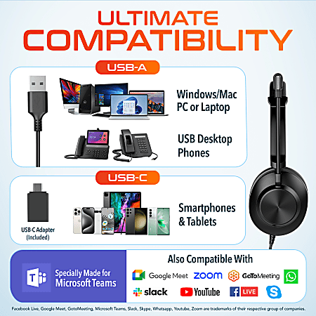 Delton 32Y Noise Canceling On Ear Wired Computer Headset Black DWH32Y ...