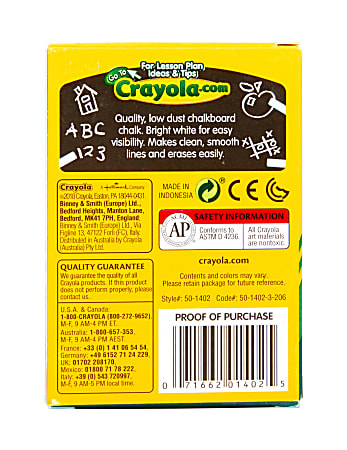 Crayola Anti Dust Chalk White Box Of 12 Sticks - Office Depot
