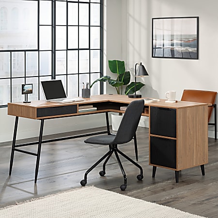Sauder Ambleside Modern 59 W L Computer Desk With Filing Drawers And ...