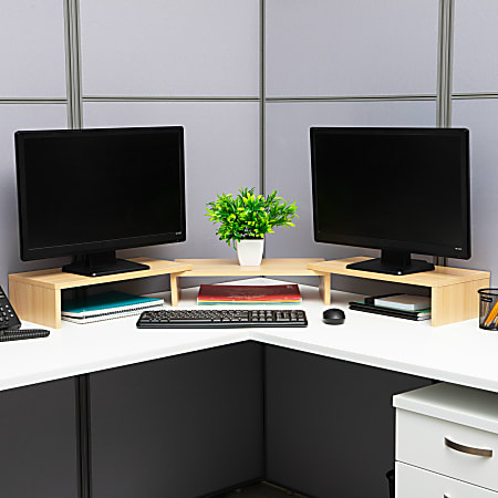 Mind Reader Dual Monitor Stand 4 34 H x 9 14 W x 51 14 D Brown - Office ...
