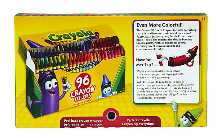 Crayola Standard Crayons With Built In Sharpener Assorted Colors Big Box Of 96 Crayons - Office ...