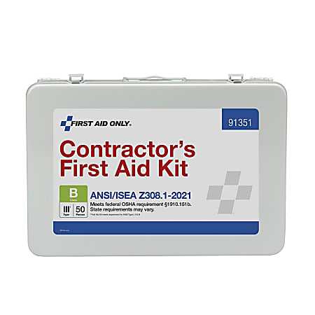 First Aid Only Kit Fao Contractor Metal 50P 91351 - Office Depot