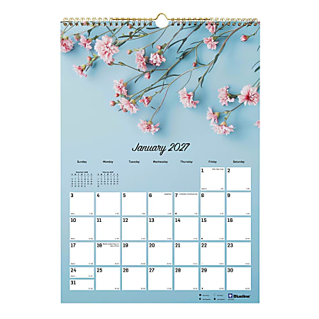 2027 Blueline Colorful Monthly Wall Calendar 12 x 17 Romantic January ...