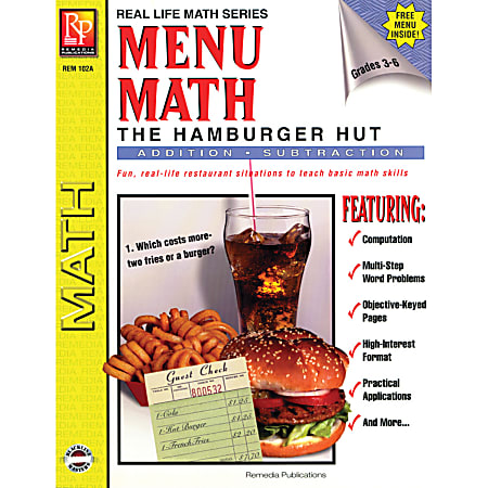 Remedia Publications Menu Math Book The Hamburger Hut Addition ...