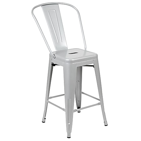 Flash Furniture 24 H Commercial Grade Metal Counter Stool Silver ...