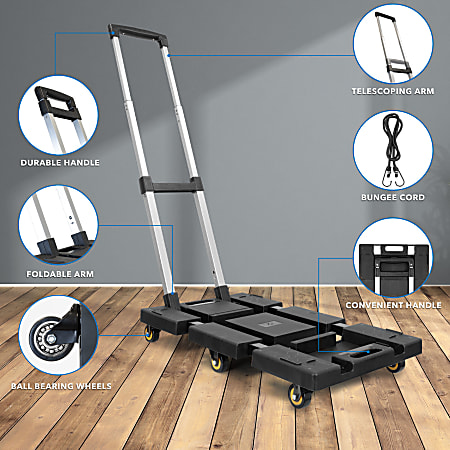 Mount It Folding Hand Truck Dolly 36 H x 14 14 W x 26 D Black - Office ...