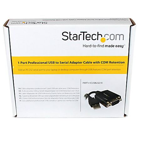 StarTech.com USB to Serial Adapter 1 Port COM Port Retention Texas Instruments TIUSB3410 USB to ...