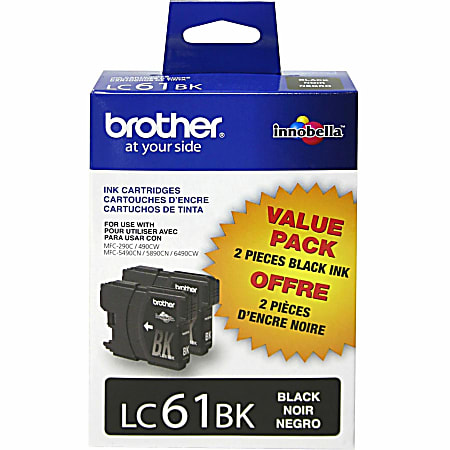 Brother LC61 Black Ink Cartridges Pack Of 2 LC61BK - Office Depot