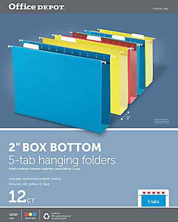 Office Depot Brand Box Bottom Hanging File Folders Letter Size 8 12 x ...