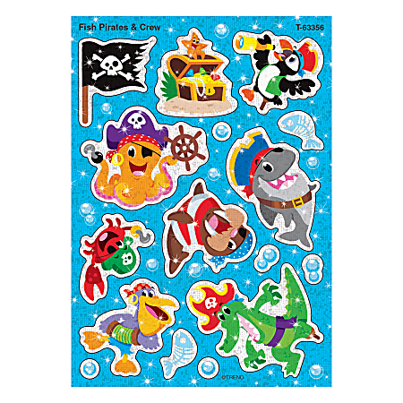 Trend Sparkle Stickers Fish Pirates Crew 32 Stickers Per Pack Set Of 6 ...