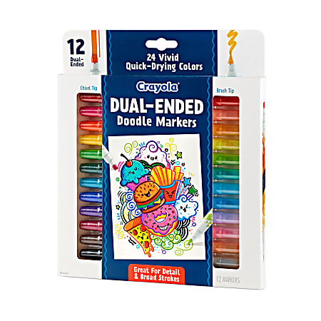 Crayola Doodle Draw Dual Ended Doodle Markers Brush TipChisel Tip White ...
