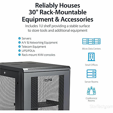 StarTech.com Server Rack Cabinet 18U 31in Deep Enclosure Network ...