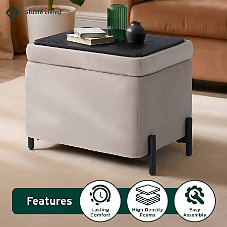 Lifestyle Solutions Kansas Small Storage Ottoman 24 W x 16 D x 18 H ...