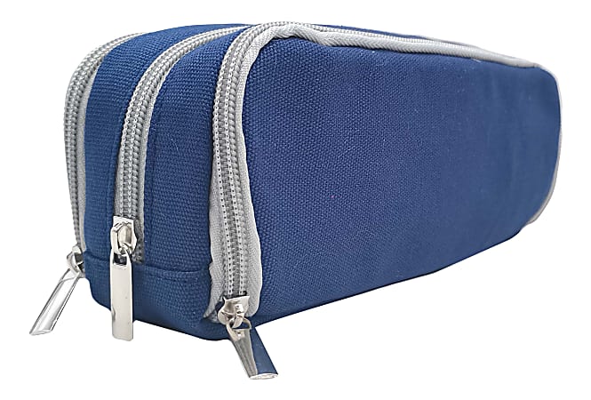 Office Depot® Brand Multi-Pocket Pencil Pouch, 3-2/5" x 8", Navy