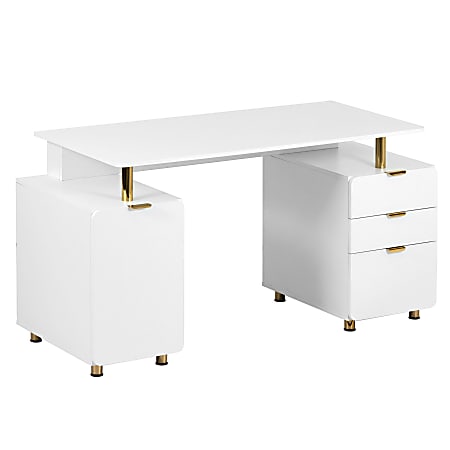 Techni Mobili Elegant 57 W Executive Computer Desk WhiteGold Total Qty ...