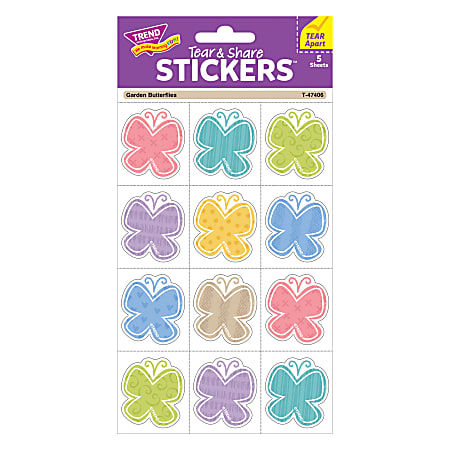 Trend Tear Share Stickers Garden Butterflies 60 Stickers Per Pack Set ...