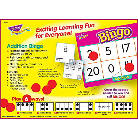 Trend Addition Bingo Game ThemeSubject Learning Skill Learning Addition ...