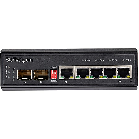 StarTech.com Industrial 5 Port Gigabit Ethernet Switch w4 PoE RJ45 2 ...