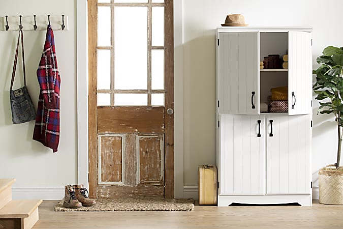 South Shore Farnel 33 W 4 Door Storage Cabinet Pure White ODP Business Solutions