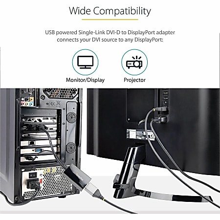 StarTech.com DVI to DisplayPort Adapter with USB Power DVI D to DP ...