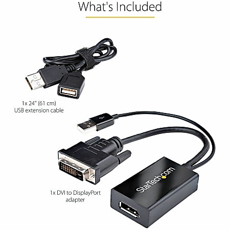 StarTech.com DVI to DisplayPort Adapter with USB Power DVI D to DP ...