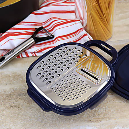 Oster Flat Bluemarine 3 Piece Grater And Container Set Navy - Office Depot