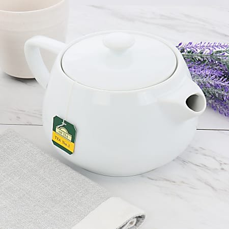 Our Table Simply White Porcelain Teapot With Lid 32 Oz White - Office Depot