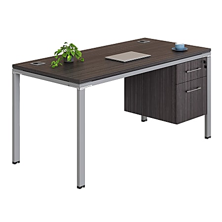 Boss Office Products Simple System Workstation Desk With Pedestal 66 x ...