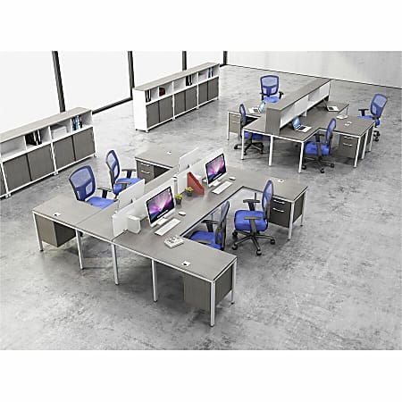 Boss Office Products Simple System Workstation Desk With Pedestal 66 x ...
