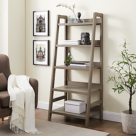 Linon Home D cor Products Layla Home Office Ladder Bookcase Gray ...