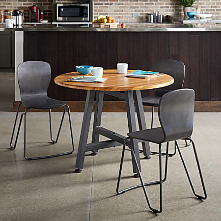 Vari Butcher Block Round Table BrownGray - ODP Business Solutions