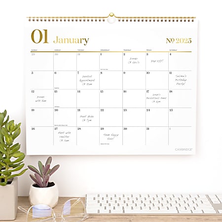 2025 Cambridge WorkStyle Monthly Wall Calendar 15 x 12 White January ...