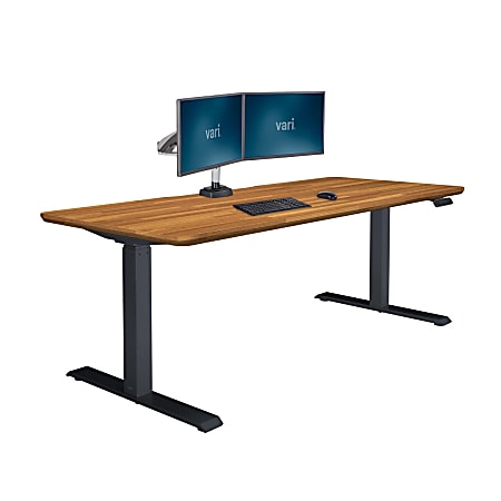 VARI 72 W Adjustable Electric Standing Desk Butcher Block - Office Depot