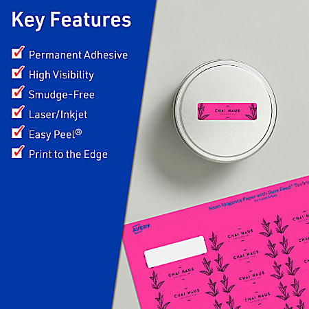 Avery Print To The Edge Labels With Sure Feed Technology And Easy Peel ...