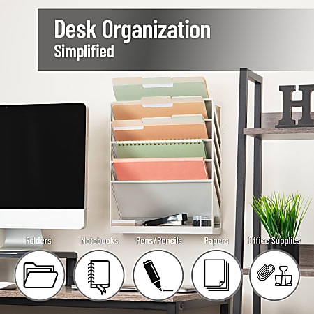 Mind Reader 5 Tier Vertical File Holder 16 H x 4 14 W x 13 D Beige ...
