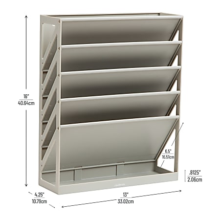 Mind Reader 5 Tier Vertical File Holder 16 H x 4 14 W x 13 D Beige ...