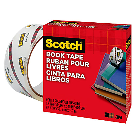 Scotch Book Tape 1 12 in x 540 in 1 Tape Roll Clear Home Office and ...