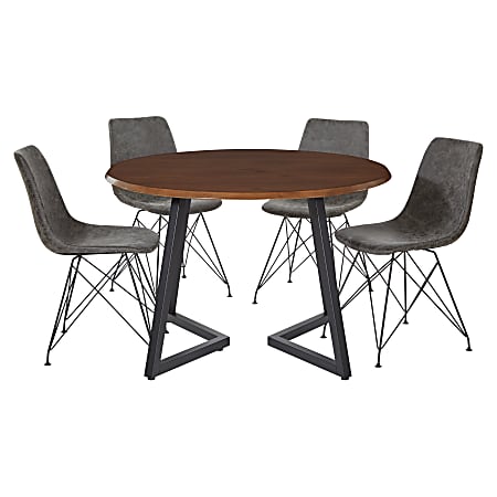 Office Star Metro Round Dining Table With Faux Leather Dining Chairs 30 ...