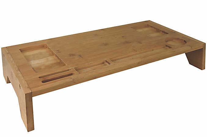 GNBI Bamboo Monitor Stand 3 78 H x 23 34 W x 11 34 D Natural - Office Depot