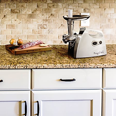 MegaChef 1200 W Powerful Automatic Meat Grinder White - Office Depot