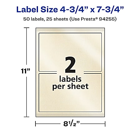 Avery Pearlized Permanent Labels With Sure Feed 94255 PIP25 Rectangle 4 ...