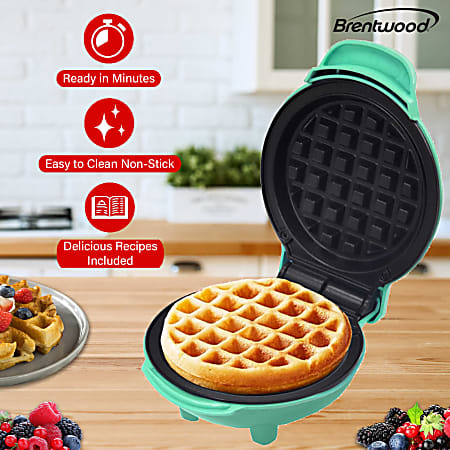 Brentwood 400 Watt Non Stick Mini Waffle Maker 5 In. Blue - Office Depot
