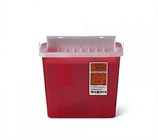 Medline Biohazard Patient Room Sharps Containers 5 Qt Translucent Red ...