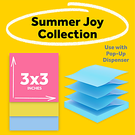 Post it Summer Joy Adhesive Note 90 NotesPad R33018SSJOYCP - Office Depot