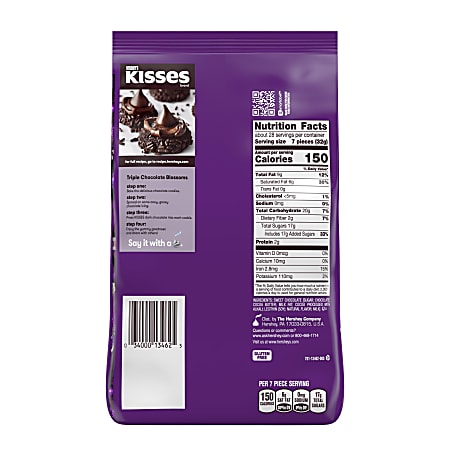 Hersheys Kisses Dark Chocolate Candy 32.1 Oz Bag - Office Depot