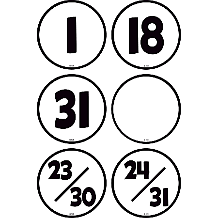 Teacher Created Resources Calendar Days Black White 36 Cards Per Pack ...